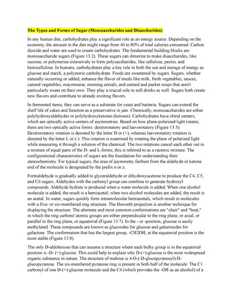 The Types And Forms Of Sugar Monosaccharides And Disaccharides