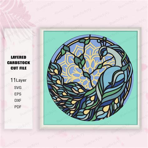 Peacock Shadow Box Svg Peacock Shadow Box T Peacock For Cricut Peacock Light Box Svg