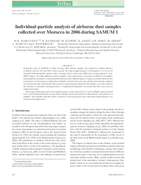 Pdf Individual Particle Analysis Of Airborne Dust Samples Collected Over Morocco In 2006