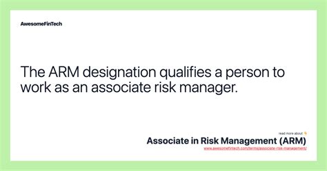 Associate In Risk Management Arm Awesomefintech Blog