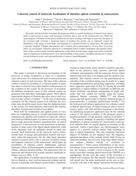 Pdf Coherent Control Of Nanoscale Localization Of Ultrafast Optical Excitation In Nanostructures
