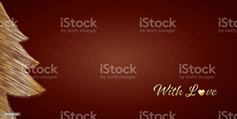 다크 초콜릿 브라운 수평 크리스마스 벡터 배경에 부분적으로 보이는 쓰다듬어로 채워진 황금 색의 수엽 크리스마스 트리의 절반은 사랑과 문자 메시지와 함께 축제 벡터 배경