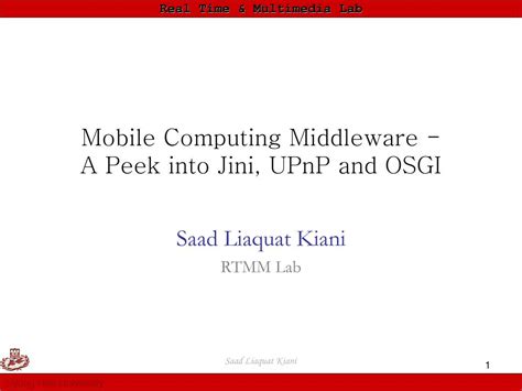 Ppt Mobile Computing Middleware A Peek Into Jini Upnp And Osgi