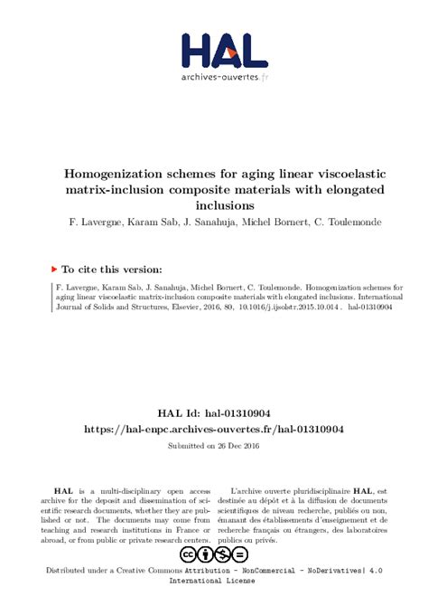 Pdf Homogenization Schemes For Aging Linear Viscoelastic Matrix Inclusion Composite Materials