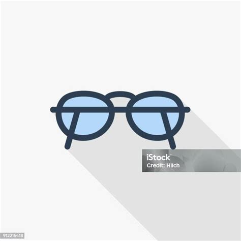 안경 선 평면 색상 아이콘입니다 선형 벡터 기호입니다 화려한 긴 그림자 디자인입니다 0명에 대한 스톡 벡터 아트 및 기타 이미지 0명 개인 장식품 건강관리와 의술