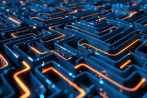 Abstract Digital Maze Network Circuit Data Path Technology Innovation Complexity System