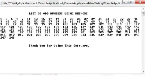 free programming source codes and computer programming tutorials list of odd numbers using