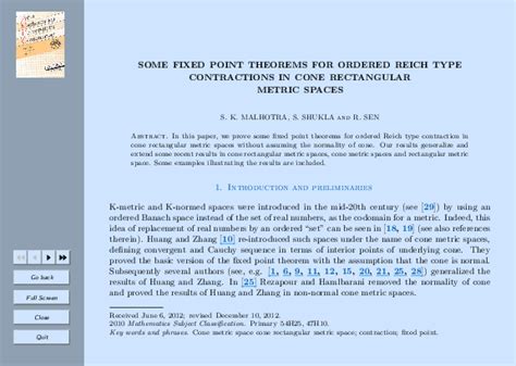 Pdf Some Fixed Point Theorems For Ordered Reich Type Contractions In