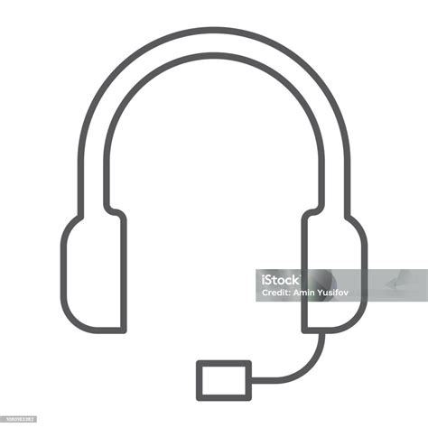 흰색 바탕에 얇은 선 아이콘 헬프라인 및 연산자 헤드셋 서명 벡터 그래픽 선형 패턴을 지원 합니다 10에 대한 스톡 벡터 아트