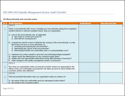 Iso 9001 Checklist Audit For Iso 9001 2015