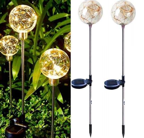 Садовые фонари на солнечных батареях врезные 20led шаров 2шт для террас