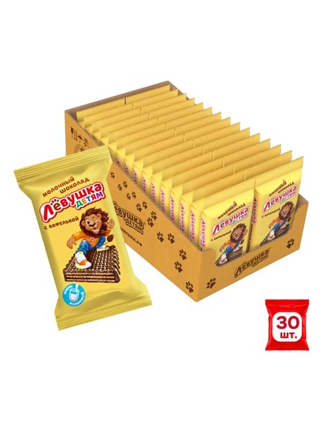 Конфеты Левушка детям шоколад с вафлями шоубокс 30 шт по 27 5 гр купить по цене 769 ₽ в