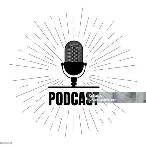 팟캐스트 라디오 기호입니다 공기에 방송 텍스트 레트로 스튜디오 테이블 마이크 빈티지 웹캐스트 오디오 레코드 개념입니다 벡터 일러스트 팟캐스팅에 대한 스톡 벡터 아트 및 기타