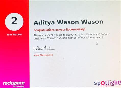 Workanniversary Teamwork Grateful Rackspacetechnology Aditya