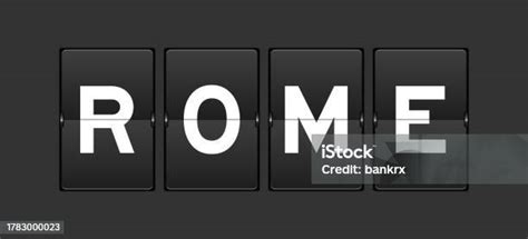 회색 배경에 단어 로마가 있는 블랙 컬러 아날로그 플립 보드 관광에 대한 스톡 벡터 아트 및 기타 이미지 관광 로마 이탈리아 개발 Istock