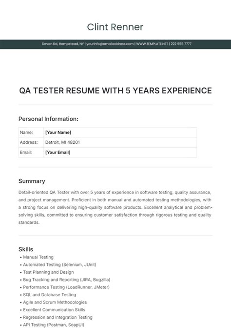 Qa Tester Resume Qa Tester Resume Examples For It And Software Testers
