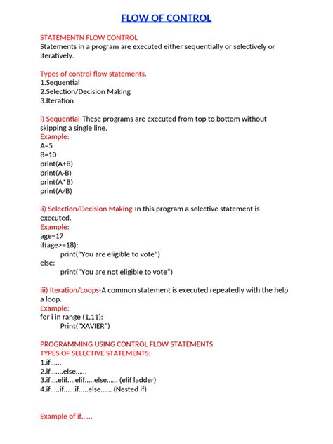 1 flow of control pdf control flow computer programming