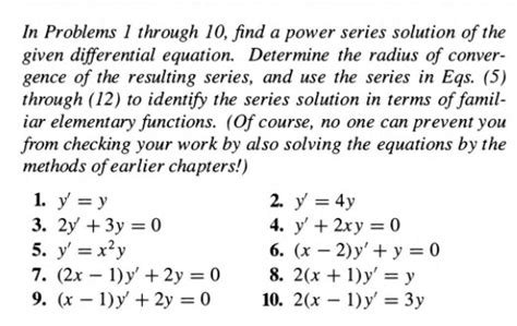 Solved In Problems 1 Through 10 Find A Power Series Chegg Com