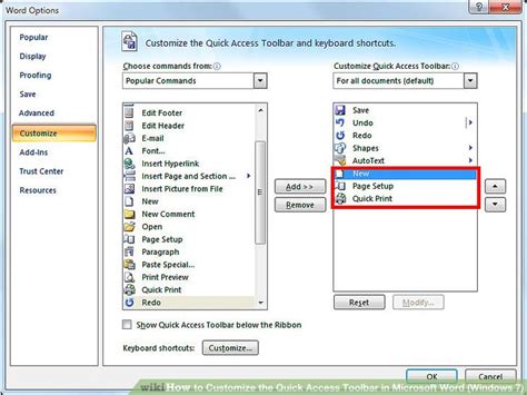 How To Customize The Quick Access Toolbar In Microsoft Word Windows 7