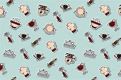 Restaurant Concept Icons Pattern Graphic Patterns ~ Creative Market