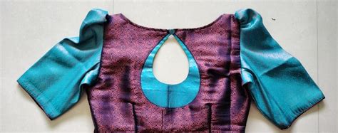 Trending Boat Neck With Pattern Blouse Design Elbow Sleeve With Puff Customized By Iraivi