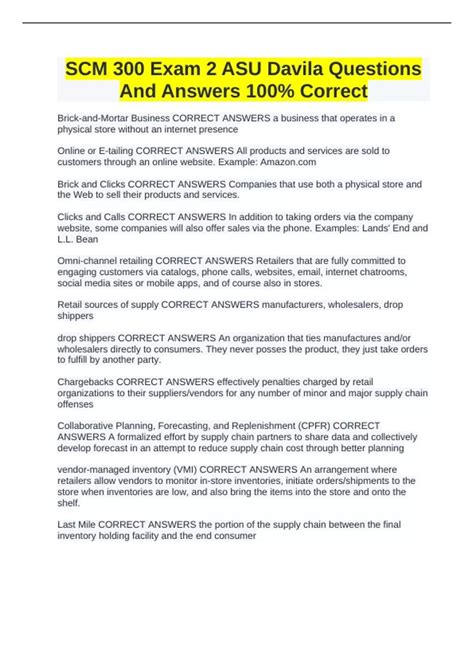 Scm 300 Exam 2 Asu Davila Questions And Answers 100 Correct Scm 300 Stuvia Us