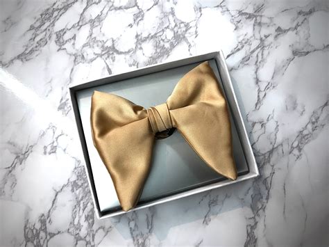 Gold Satin Butterfly Bowtie