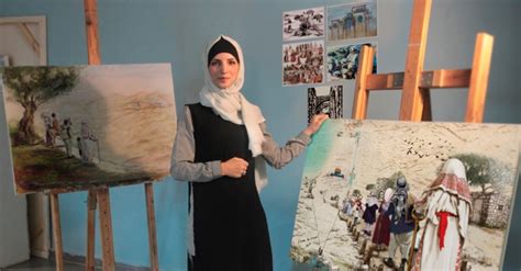 Iman Abu Arra Palestinian Artist Devoted To Depicting Themes On Right