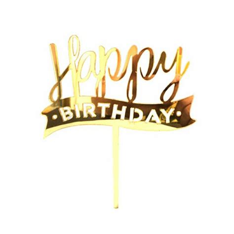 Gold Happy Birthday Acrylic Cake Topper Baking Dessert Decoration Party