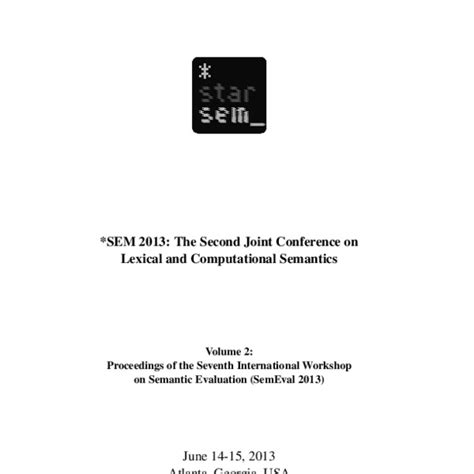 Second Joint Conference On Lexical And Computational Semantics Sem Volume 2 Proceedings Of