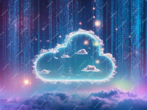 Premium Photo Cloud Computing Digital Sky With Binary Code Falling