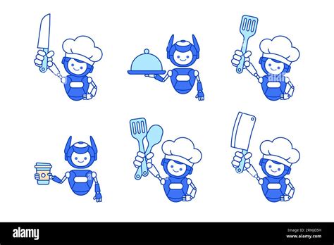 Ai Robot Chef Vector Illustration Cooking Robot Character Illustration