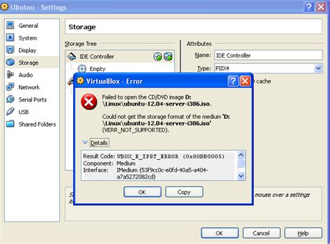 Error Mounting Ubuntu ISO On The Latest Version Of VirtualBox Super User