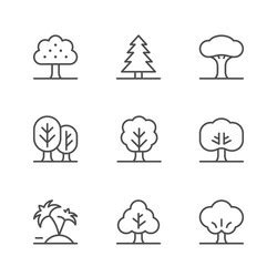 Set Icons Of Trees Royalty Free Vector Image VectorStock