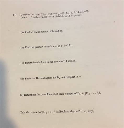 Solved Consider The Poset D 1 Where D 1 2 3 6 7 14 Chegg Com