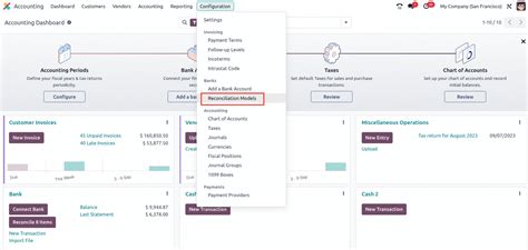 configuration of bank payments odoo v17 accounting book