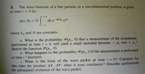 Solved 3 The Wave Function Of A Free Particle In A