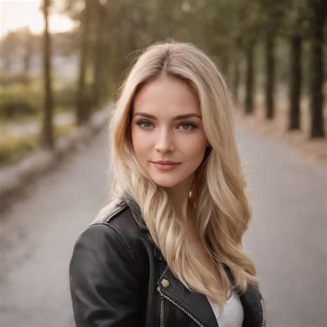 지름길초고해상도금발 소녀검은색 재킷스포츠 Seaart Ai