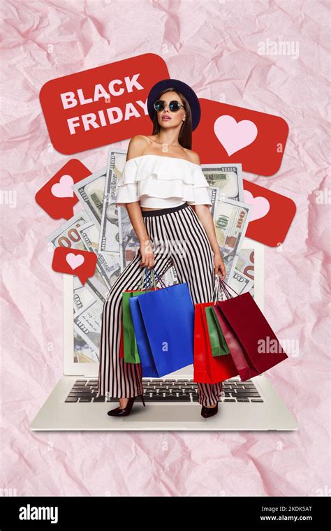 Creative Photo 3d Collage Artwork Template Sketch Of Stylish Girl Stand Netbook Keyboard Like