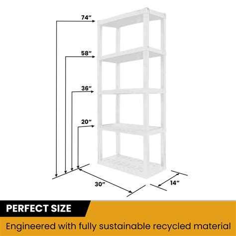 Hyper Tough Plastic Shelves Garage Storage Shelving Unit 5 Tier 75h X