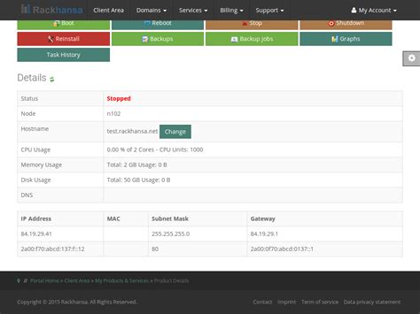 vps control panel rackhansa