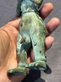 An Fine Indonesian Bronze Sculpture Of A Naked Man Offering A Sacrificial Vase Majapahit East