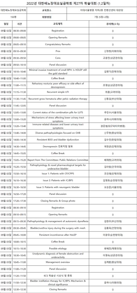 92~3 대한배뇨장애요실금학회 학술대회