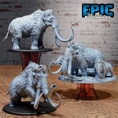 3d File Mammoth Set ‧ Dnd Miniature ‧ Tabletop Miniatures ‧ Gaming Monster ‧ 3d Model ‧ Rpg