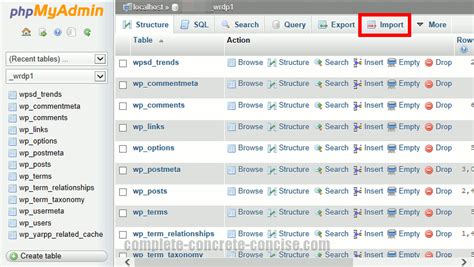How To Restore A Database Using Phpmyadmin Complete Concrete Concise