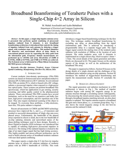 Pdf Broadband Beamforming Of Terahertz Pulses With A Single Chip 4×2 Array In Silicon