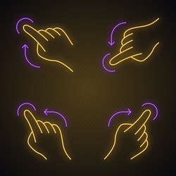 Touchscreen Gestures Neon Light Icons Set Vector Image