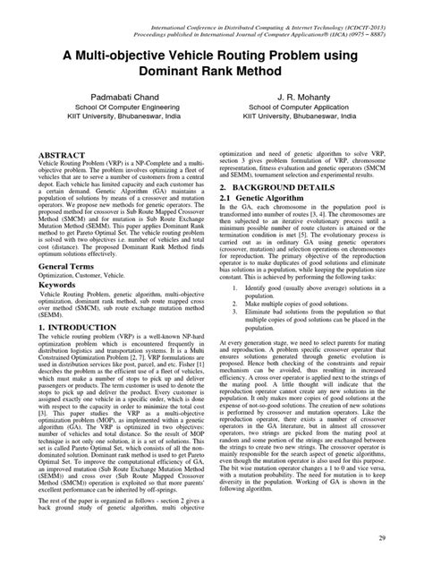 A Multi Objective Vehicle Routing Problem Using Dominant Rank Method Pdf Mathematical