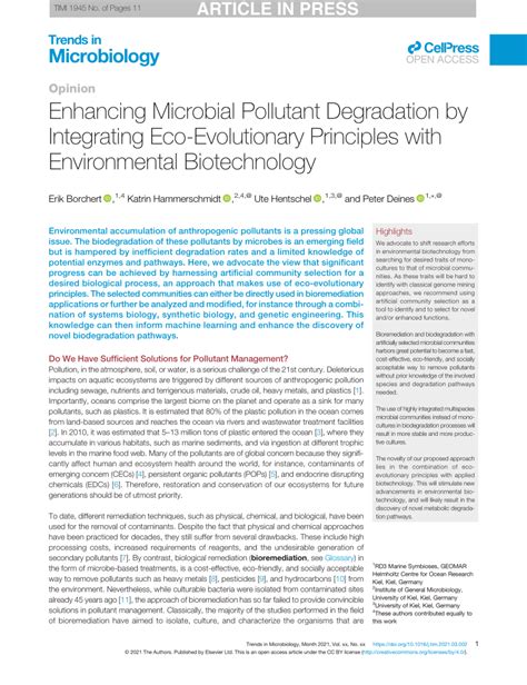 Pdf Enhancing Microbial Pollutant Degradation By Integrating Eco Evolutionary Principles With