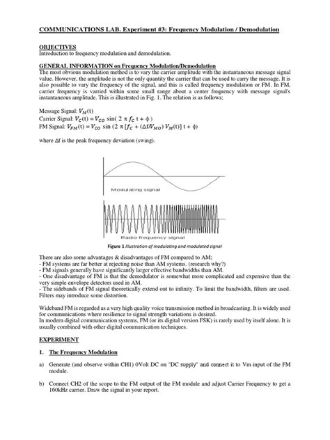 comm lab exp3 pdf frequency modulation modulation